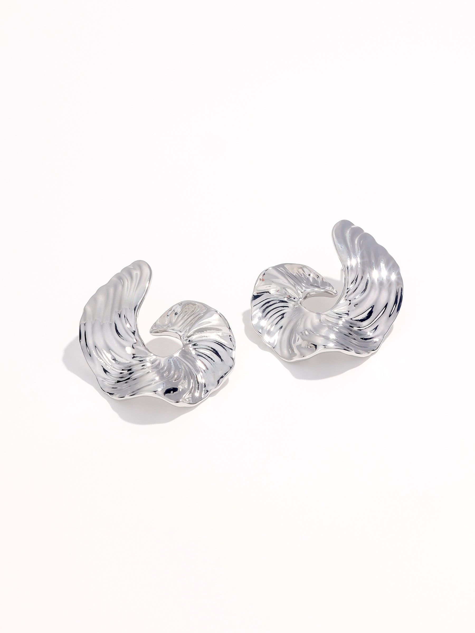 Abstract Minimalist Texture Irregular Silver Circular Earrings